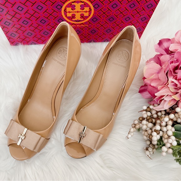 Tory Burch | Shoes | Tory Burch Trudy 85mm Open Toe Wedge Soft Patent ...